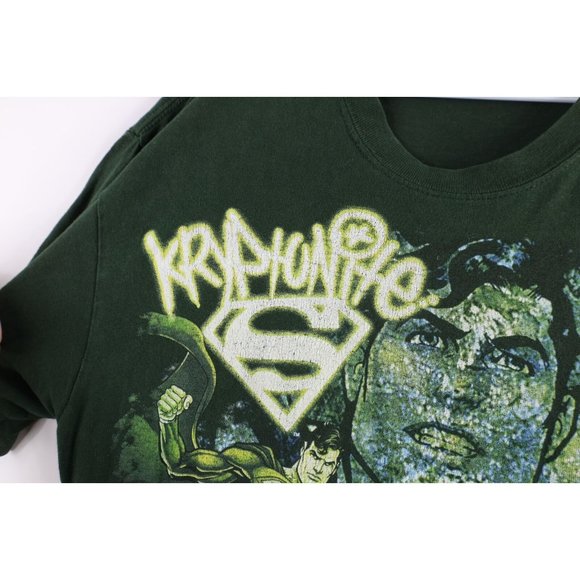 Vintage | Shirts | Vintage Dc Comics Mens Large Faded Spell Out Superman Kryptonite Tshirt Green ...